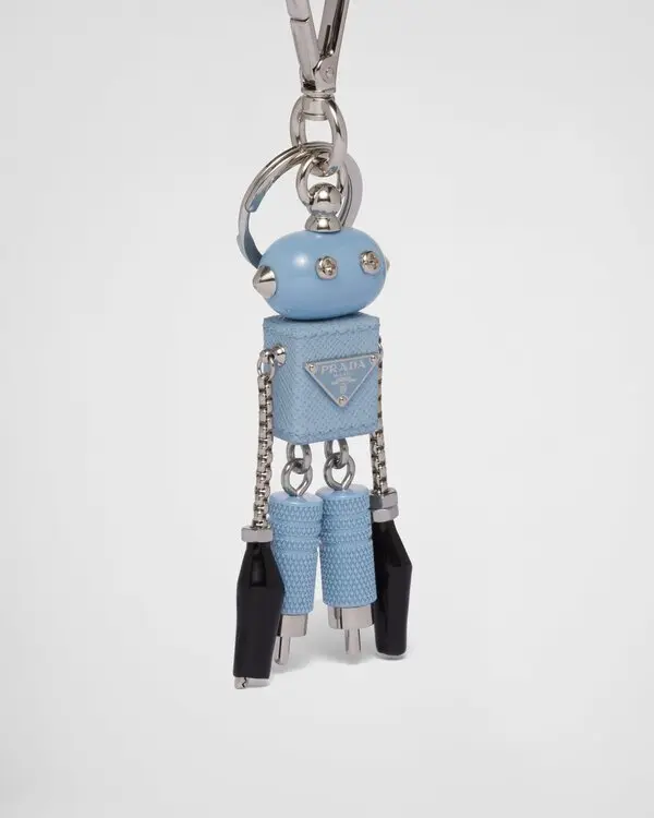 PRADA ライトブルー キーホルダー Prada Saffiano Leather Robot Bag Charm - Light Blue | Editorialist